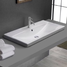 CeraStyle 032000-U/D By Nameek's Elite Drop In Bathroom Sink, White ...