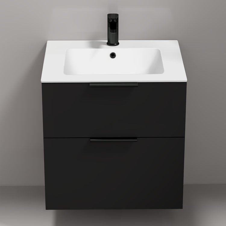 Nameeks IBIZA3 By Nameek's Ibiza Black Vanity, 24", Wall Mounted ...