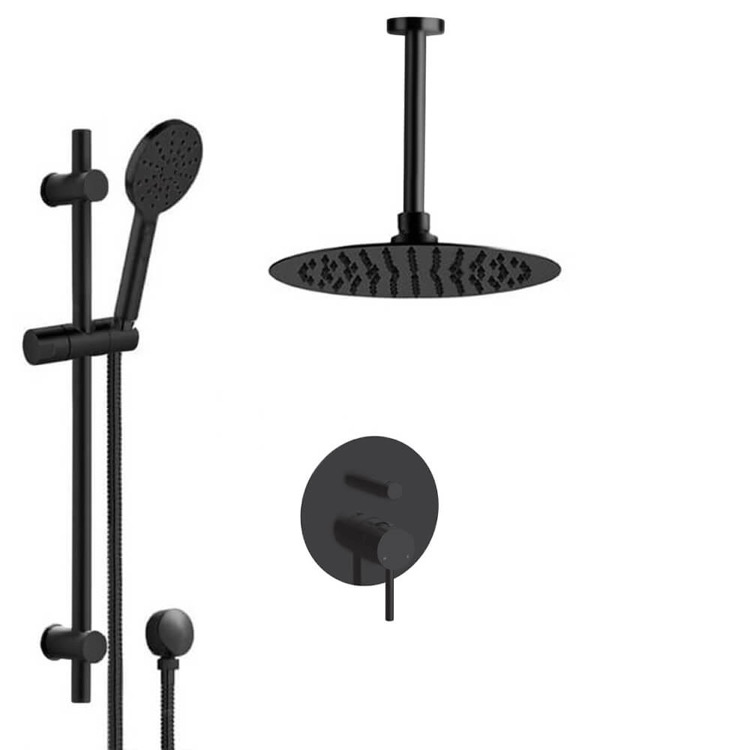 Remer SFR97 By Nameek's Orsino Matte Black Ceiling Rain Shower System ...