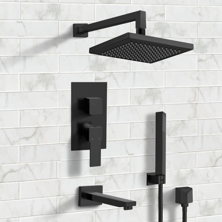 Remer TSH33 By Nameek's Tyga Matte Black Tub and Shower Faucet Set with ...