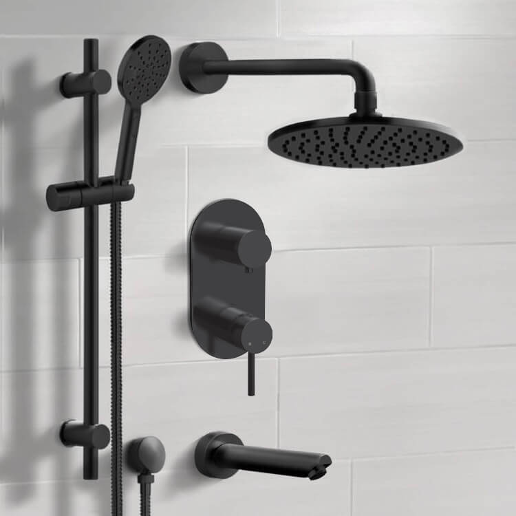 Remer TSR70 By Nameek's Galiano Matte Black Tub and Shower Faucet Set ...