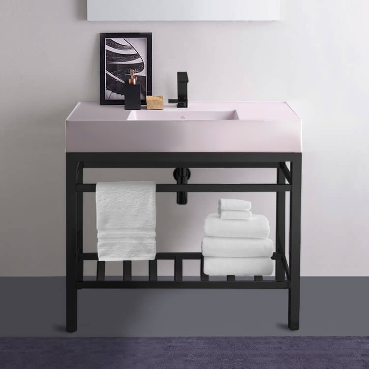 Scarabeo 5123-54-CON2-BLK By Nameek's Teorema 2 Modern Console Sink ...