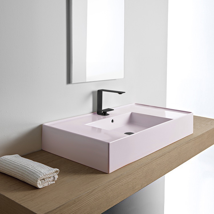Scarabeo 5123-54 By Nameek's Teorema 2 Pink Bathroom Sink, Ceramic ...